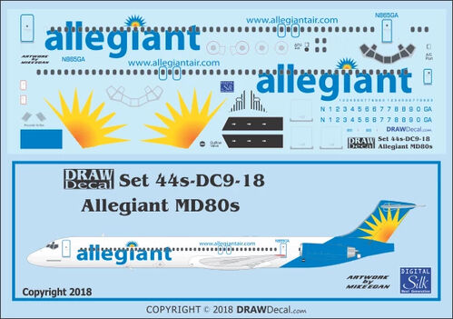 Draw Decal 44-DC9-18 McDonnell Douglas MD-80 - Allegiant Air