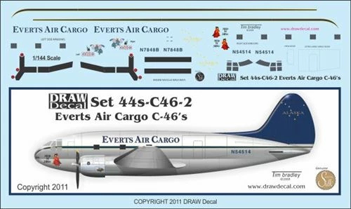 Draw Decal 44-C46-02 Curtiss C-46 - Everts Air Cargo