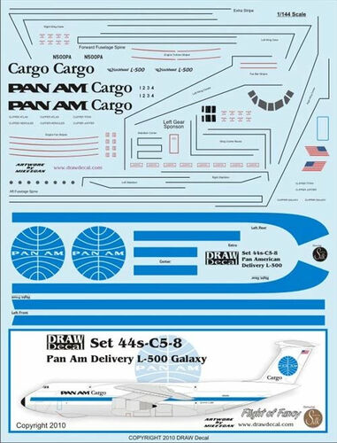 Draw Decal 44-C5-08 Lockheed L-500 Galaxy - Pan Am Delivery Scheme Flight of Fancy