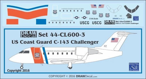 Draw Decal 44-CL600-03 C-143 Challenger - United States Coast Guard (USCG) Decals
