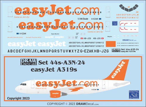 Draw Decal 44-A3N-24 Airbus A319 - easyJet