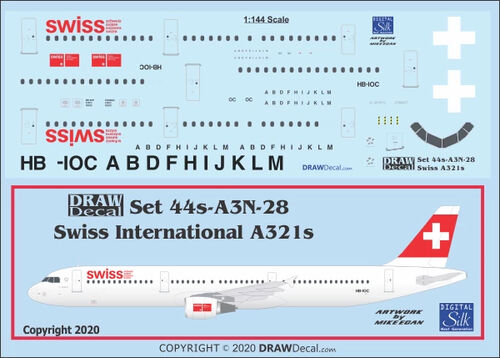 Draw Decal 44-A3N-28 Airbus A321 - Swiss International