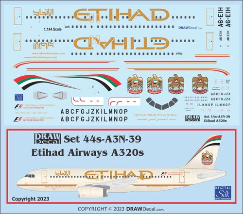 Draw Decal 44-A3N-39 Airbus A320 - Etihad Airways