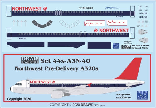 Draw Decal 44-A3N-40 Airbus A320 - Northwest Delivery Scheme