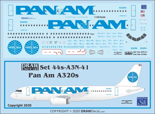 Draw Decal 44-A3N-41 Airbus A320 - Pan Am Flight of Fancy