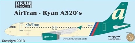Draw Decal 44-A3N-58 Airbus A320 - AirTran - Ryan International