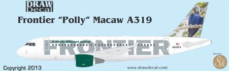 Draw Decal 44-A3N-62 Airbus A319 - Frontier "Polly" Hyacinth Macaw