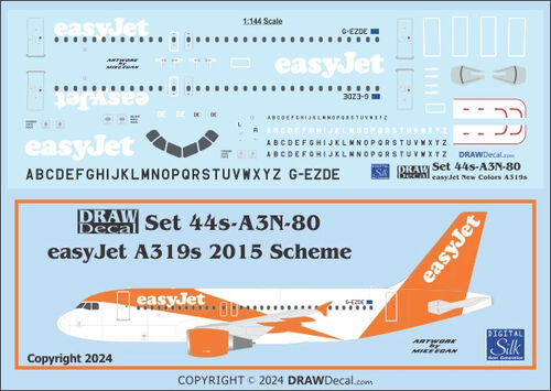Draw Decal 44-A3N-80 Airbus A319 - easyJet (2015 Scheme)