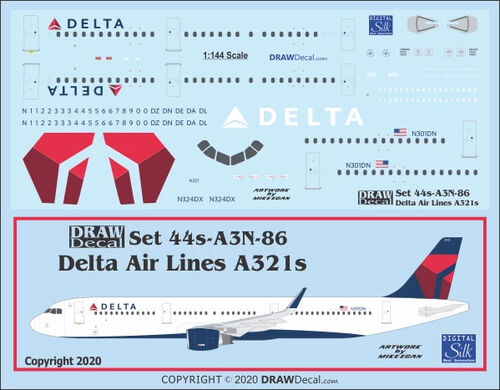 Draw Decal 44-A3N-86 Airbus A321 - Delta Air Lines