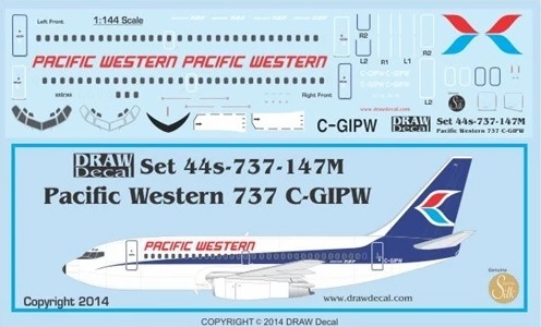 Draw Decal 44-737-147M Boeing 737 - Pacific Western (C-GIPW Restoration)