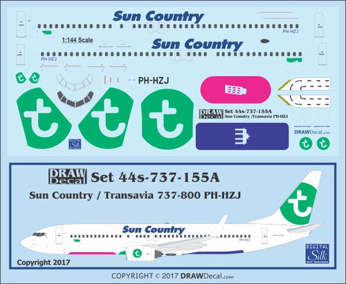 Draw Decal 44-737-155A Boeing 737-800 - Sun Country / Transavia (2015 Scheme Hybrid)