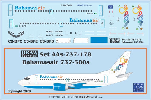 Draw Decal 44-737-178 Boeing 737-500 - Bahamasair