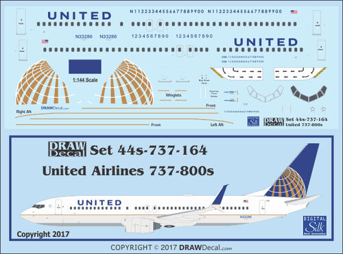 Draw Decal 44-737-164 Boeing 737-800 - United Airlines