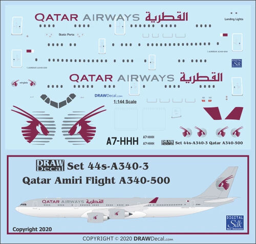 Draw Decal 44-A340-03 Airbus A340-500 - Qatar Amiri Flight