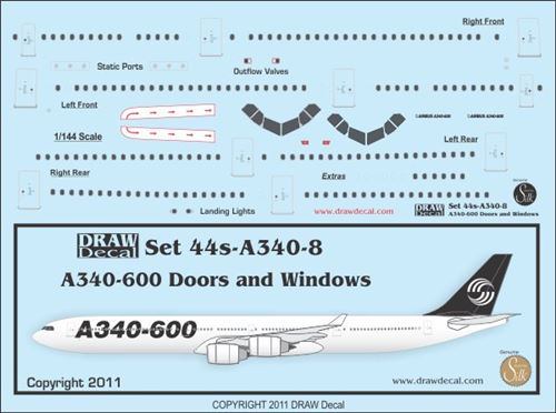Draw Decal 44-A340-08 Airbus A340-600 - Doors and Windows