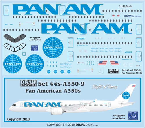 Draw Decal 44-A350-09 Airbus A350-900 - Pan Am Flight of Fancy