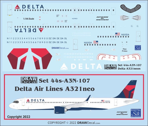 Draw Decal 44-A3N-107 Airbus A321neo - Delta Air Lines
