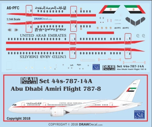 Draw Decal 44-787-14A Boeing 787-8 Dreamliner - Abu Dhabi Amiri Flight