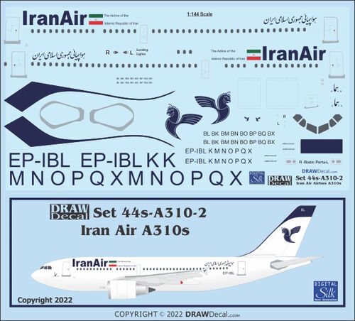 Draw Decal 44-A310-02 Airbus A310 - Iran Air