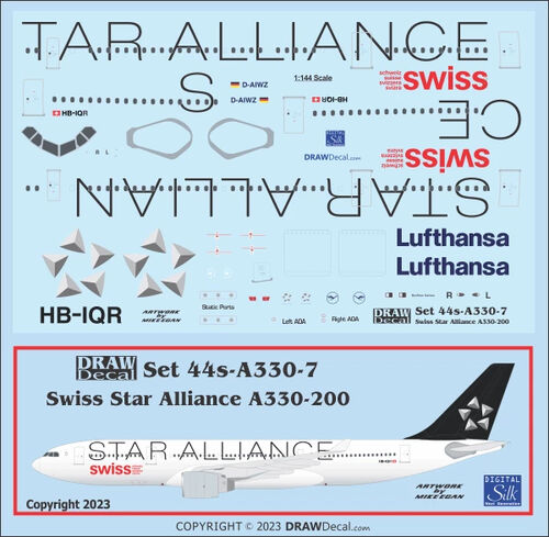 Draw Decal 44-A330-07 Airbus A330-200 - Swiss Air Star Alliance