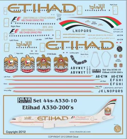 Draw Decal 44-A330-10 Airbus A330-200 - Etihad