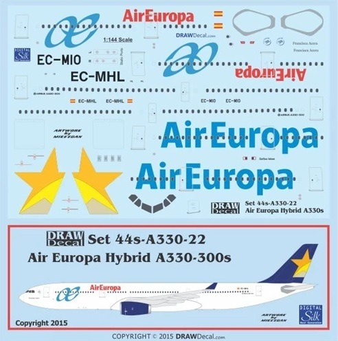 Draw Decal 44-A330-22 Airbus A330-300 - Air Europa - Skymark (Hybrid Scheme)