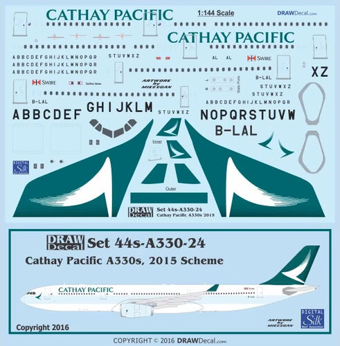 Draw Decal 44-A330-24 Airbus A330-300 - Cathay Pacific (2015 Scheme)