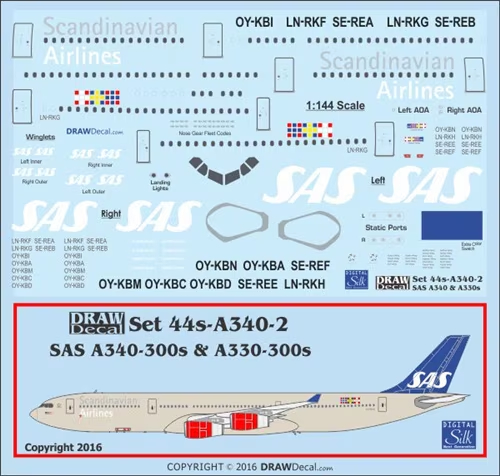 Draw Decal 44-A340-02 Airbus A340 / A330 - SAS