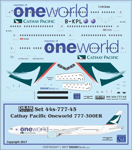 Draw Decal 44-777-45 Boeing 777-300ER - Cathay Pacific Oneworld