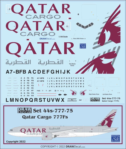 Draw Decal 44-777-75 Boeing 777F - Qatar Cargo