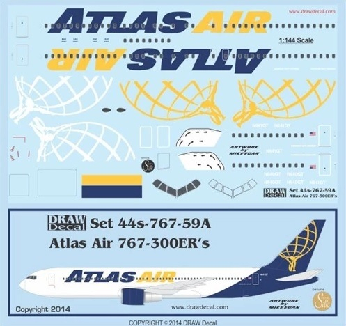 Draw Decal 44-767-59A Boeing 767-300ER - Atlas Air (N640GT and N641GT)