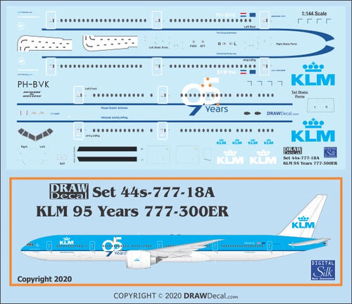 Draw Decal 44-777-18A Boeing 777-300ER - KLM 95 Years
