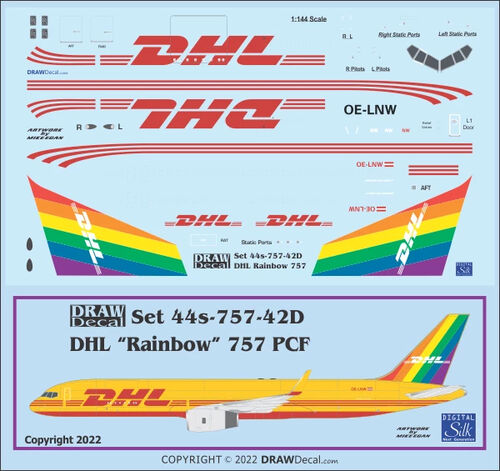 Draw Decal 44-757-42D Boeing 757 - DHL Air Austria Rainbow