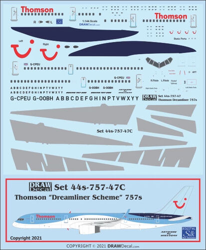Draw Decal 44-757-47C Boeing 757 - Thomson "Dreamliner Scheme" with Coroguard
