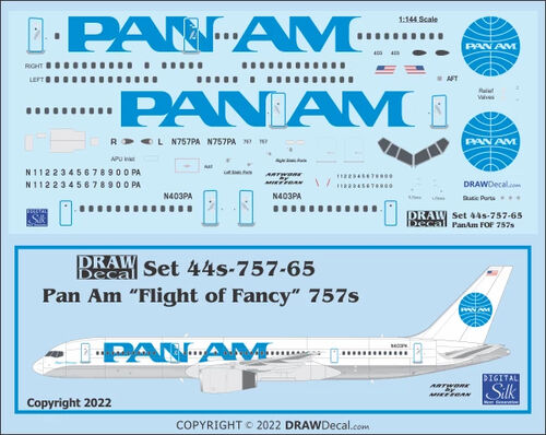 Draw Decal 44-757-65 Boeing 757-200 - Pan Am Flight of Fancy