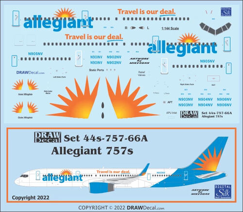 Draw Decal 44-757-66A Boeing 757-200 - Allegiant Airlines
