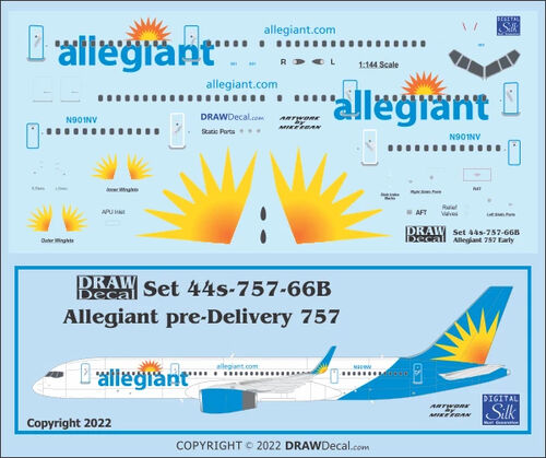 Draw Decal 44-757-66B Boeing 757-200 - Allegiant Airlines (pre-delivery)