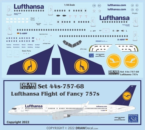 Draw Decal 44-757-68 Boeing 757-200 - Lufthansa Flight of Fancy