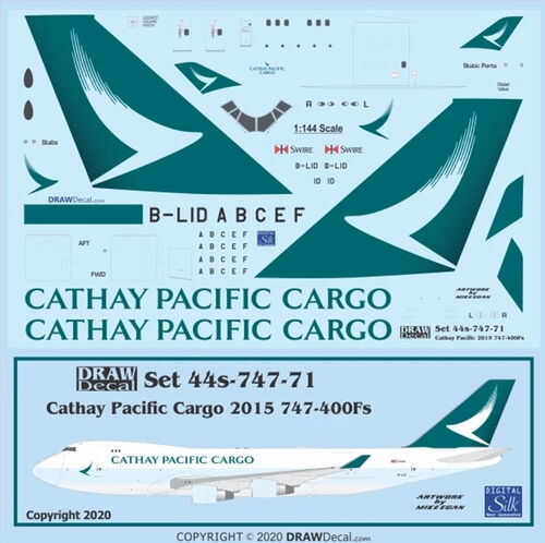 Draw Decal 44-747-71 Boeing 747-400 - Cathay Pacific (2015 Scheme)