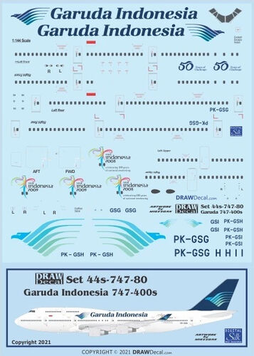 Draw Decal 44-747-80 Boeing 747-400 - Garuda Indonesia