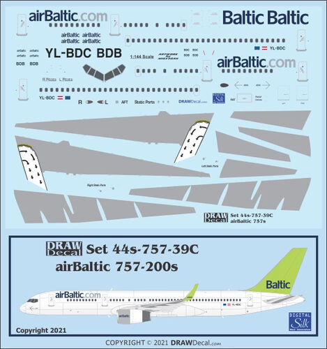 Draw Decal 44-757-39C Boeing 757-200 - Air Baltic with Coroguard