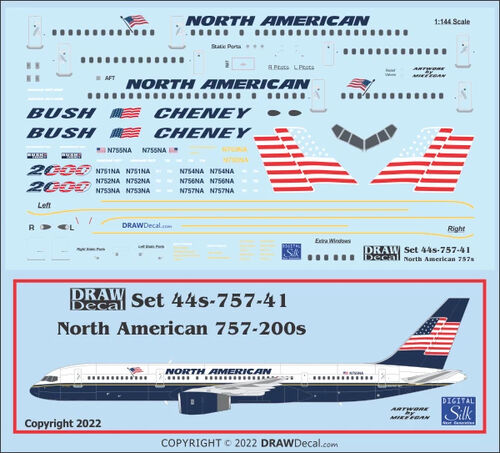 Draw Decal 44-757-41 Boeing 757 - North American Airlines