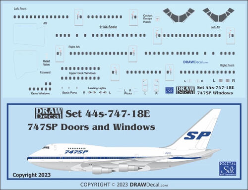 Draw Decal 44-747-18E Boeing 747SP - Door, Window and Windshield Set