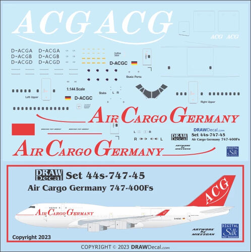 Draw Decal 44-747-45 Boeing 747-400F - Air Cargo Germany