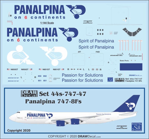 Draw Decal 44-747-47 Boeing 747-8F - Panalpina - Atlas Air