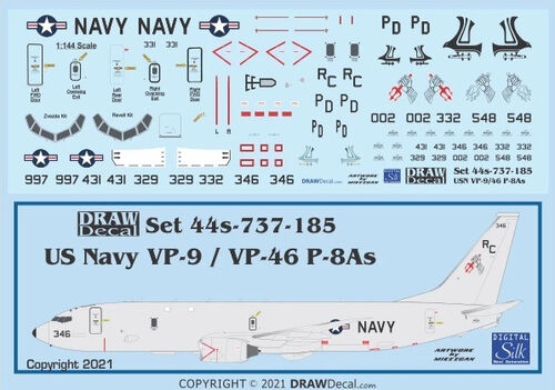 Draw Decal 44-737-185 Boeing P-8 A Poseidon - US Navy VP-9 and VP-46 Squadrons Decals