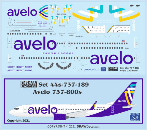 Draw Decal 44-737-189 Boeing 737-800 - Avelo Airlines