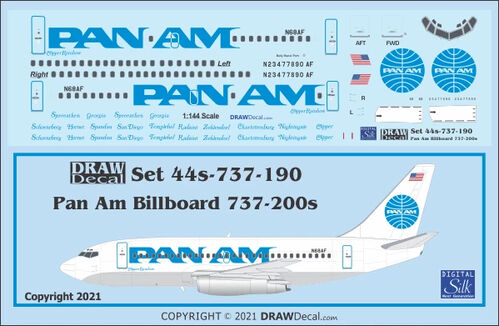 Draw Decal 44-737-190 Boeing 737-200 - Pan Am Billboard