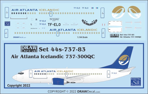 Draw Decal 44-737-83 Boeing 737-300QC - Air Atlanta Icelandic