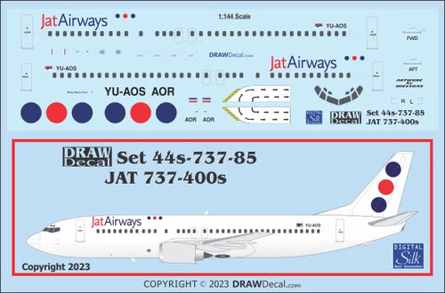 Draw Decal 44-737-85 Boeing 737-400 - JAT New Colors
